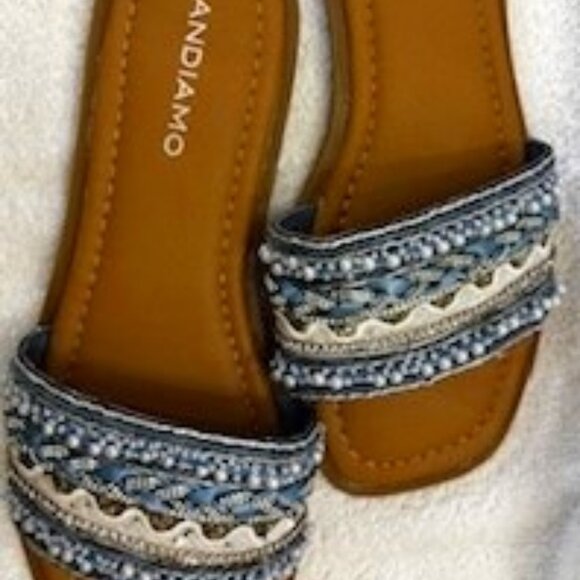 Andiamo | Shoes | Andiamo Slide On Sandals With Bling Across The Instep ...